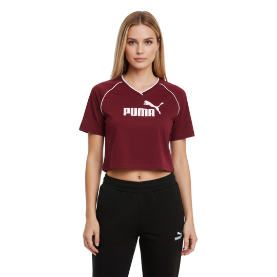 T-Shirt Puma Essentials Relaxed Cropped Football Jersey Mujer Ruby ...